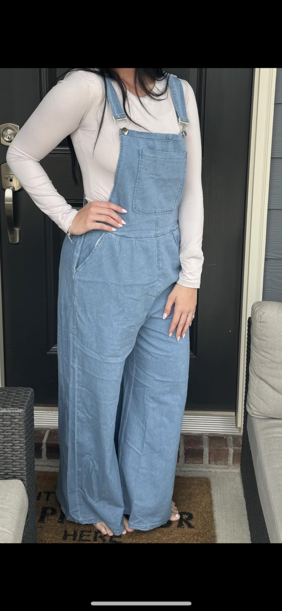 Amazon.com: utcoco Women's Casual Loose Denim Overalls Adjustable Strap ...