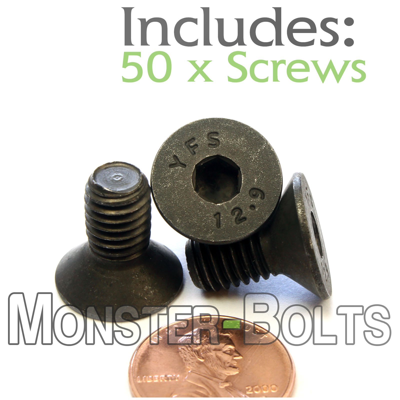 Snapklik.com : MonsterBolts - M8 X 15mm Flat Head Socket Cap Screws