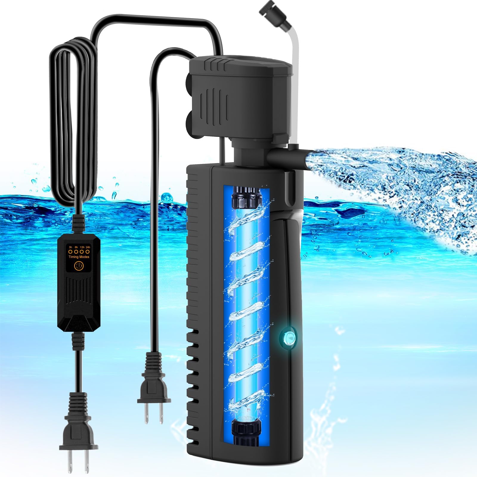 Amazon.com : VCRAZE Fish Tank Filter with U - V Light & Timer (3/6/12 ...