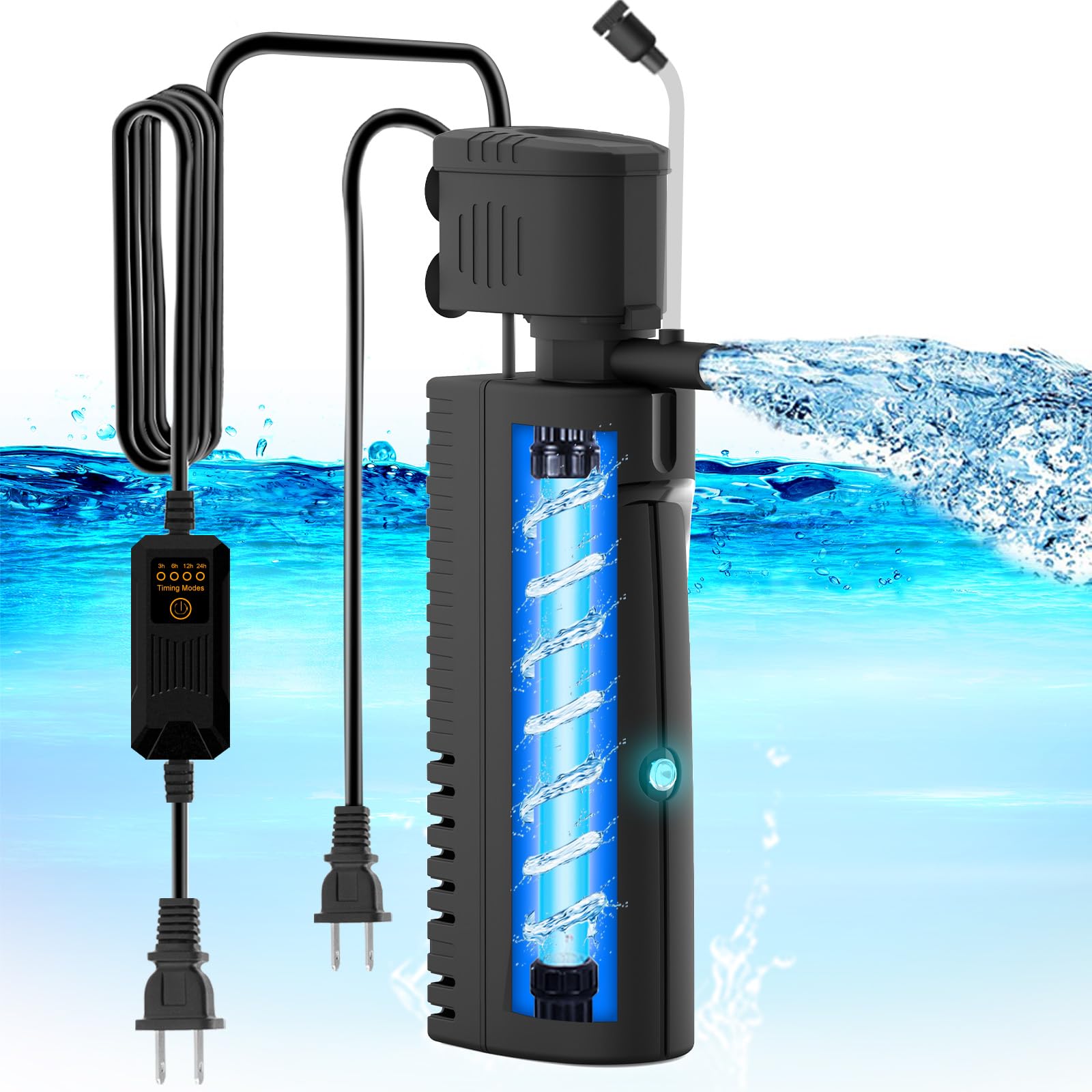 Amazon.com : VCRAZE Fish Tank Filter with U - V Light & Timer (3/6/12 ...