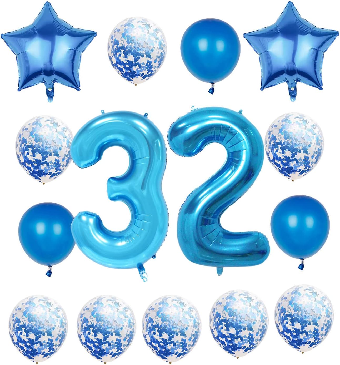 Amazon.com: 32th Birthday Decorations Party Supplies,Blue Number 32 ...