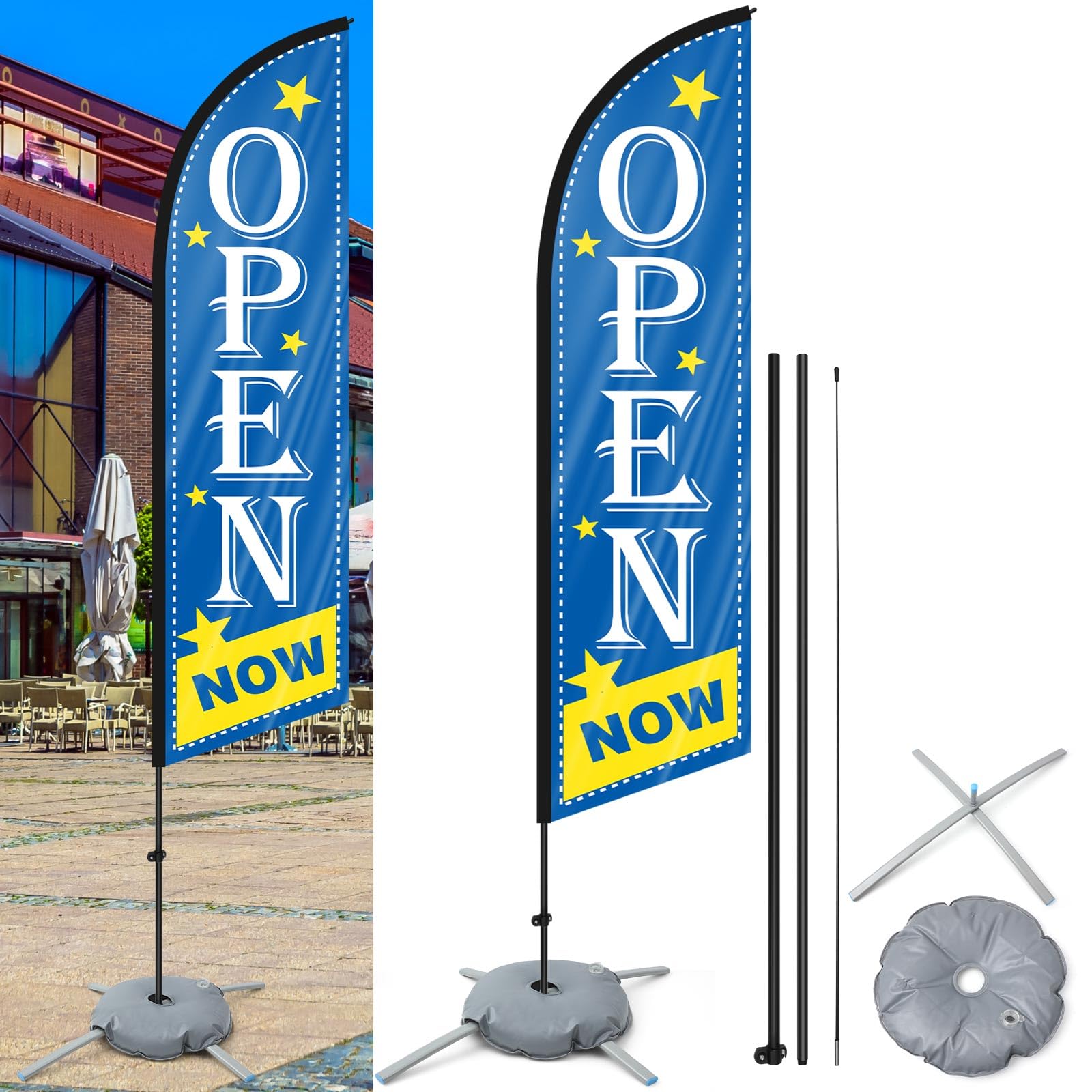 Amazon.com : Preboun 1 Set Now Open Banner Feather Flag Neon Sign 8.53 ...