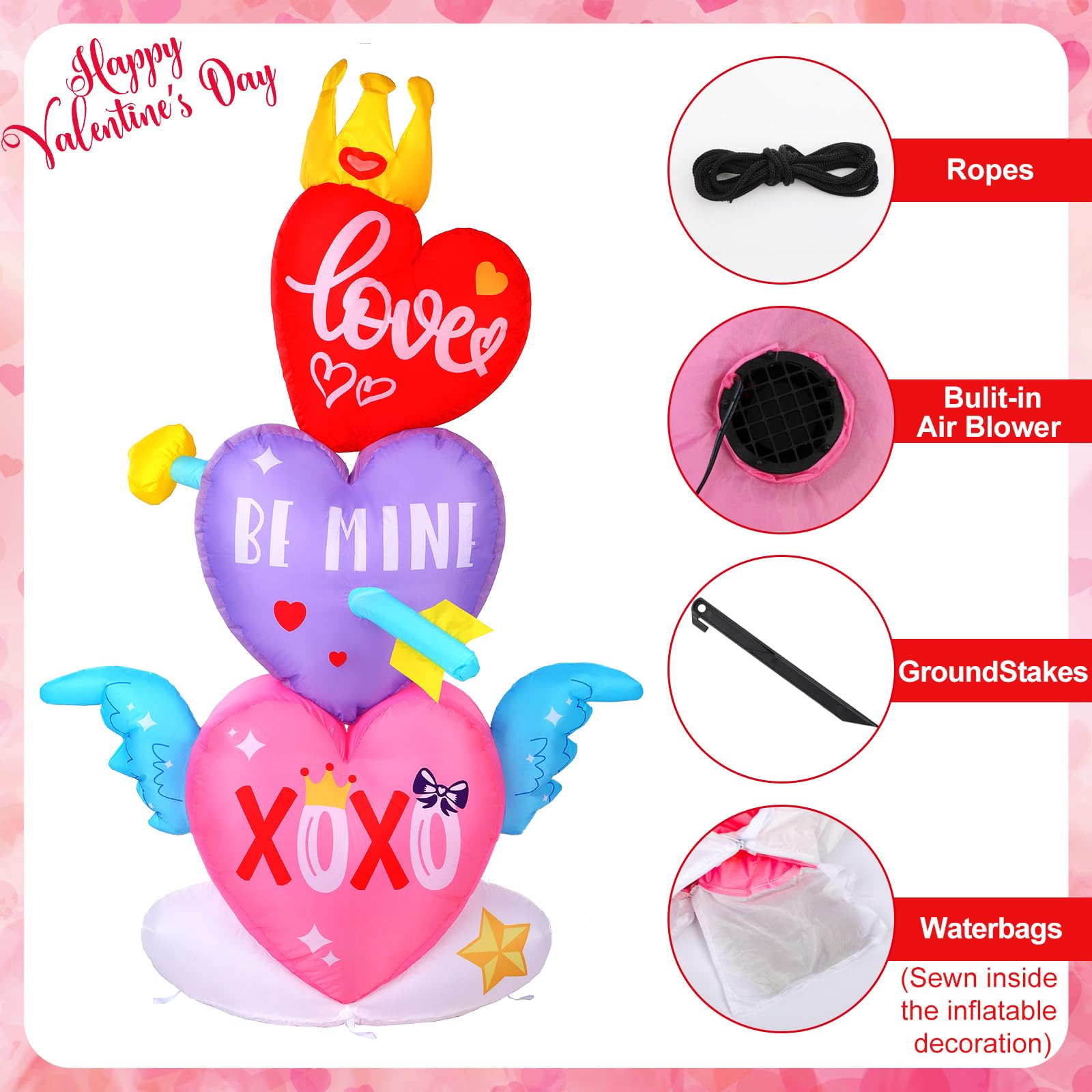 Snapklik.com : Meooeck 4.3 Ft Tall Lighted Valentines Day Inflatables ...