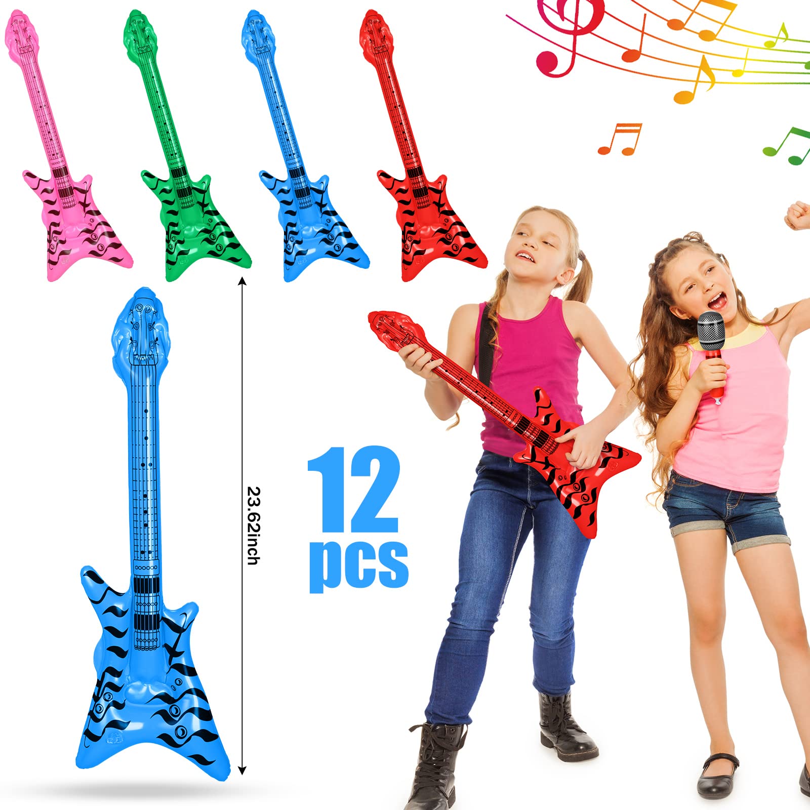 Snapklik.com : Chitidr 37 Pcs Inflatable Rock Star Instrument Set, 12 ...