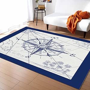 Amazon.com: Nautical Compass Area Rug 2'7''x 5', Modern Outdoor Living ...
