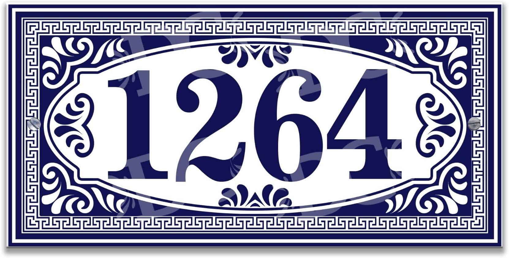 Amazon.com: Blue Floral Filigree House Address Ceramic Tile House ...