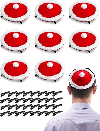 Amazon.com: Hoolerry 8 Pcs Christmas Yarmulke Kippah for Men Merry ...