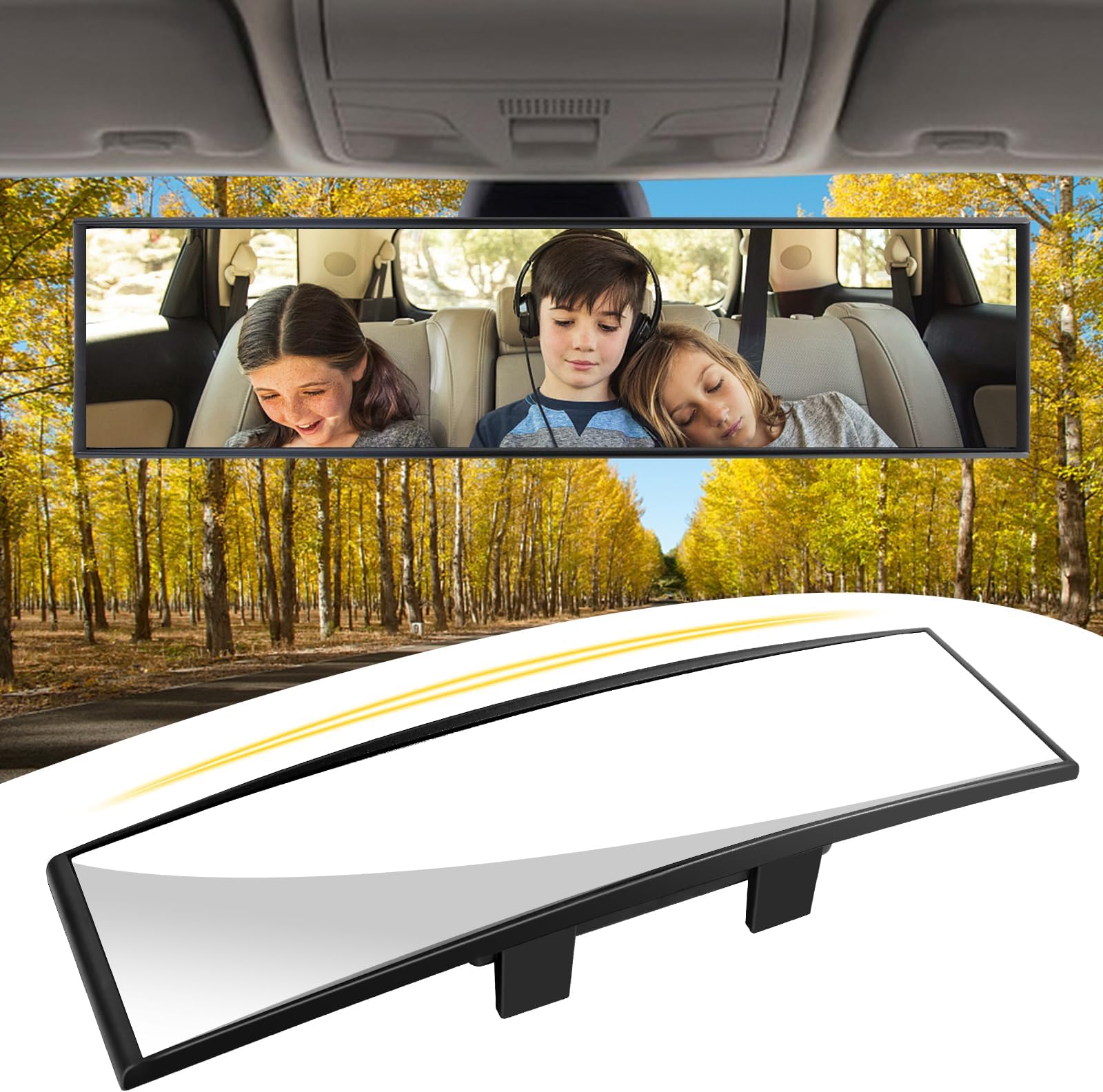 Amazon.com: Car Rear View Mirror, 12.2 Inch Panoramic Convex Interior ...