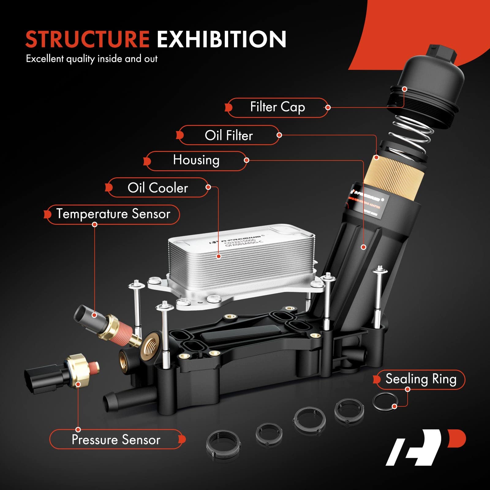 Snapklik.com : A-Premium Engine Oil Cooler And Oil Filter Housing ...