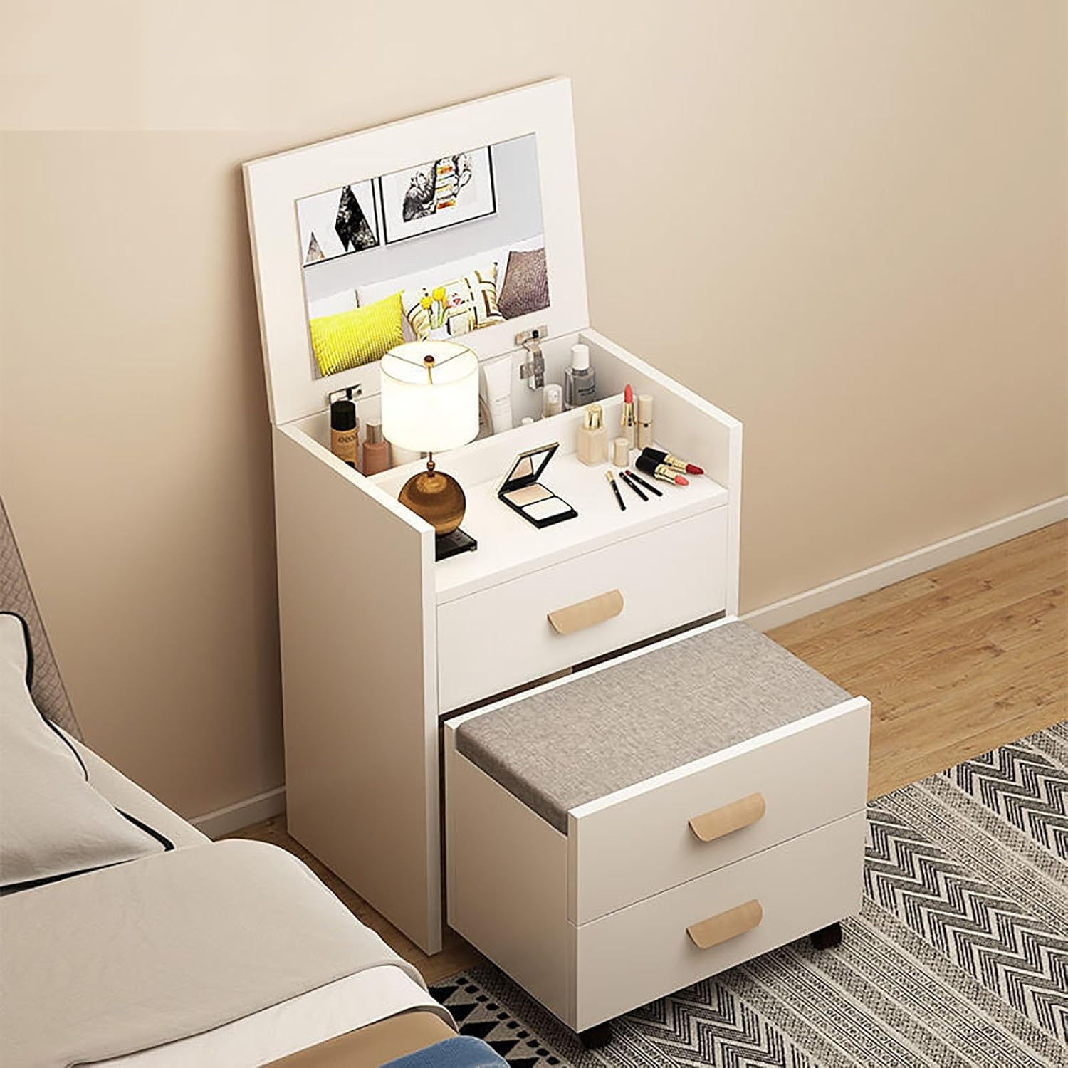 Integrated design dressing table, Vanity Makeup Table with high ...