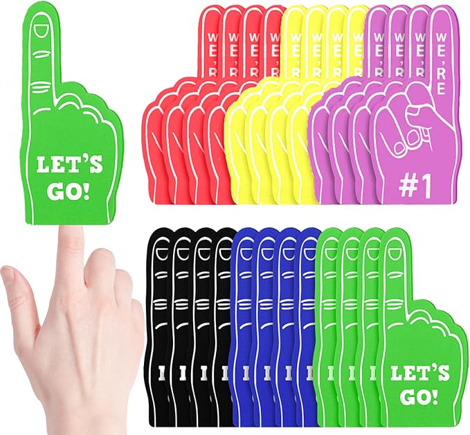 Amazon.com: FengRMaT 24 Pieces Mini Foam Finger Sports Party Favors ...