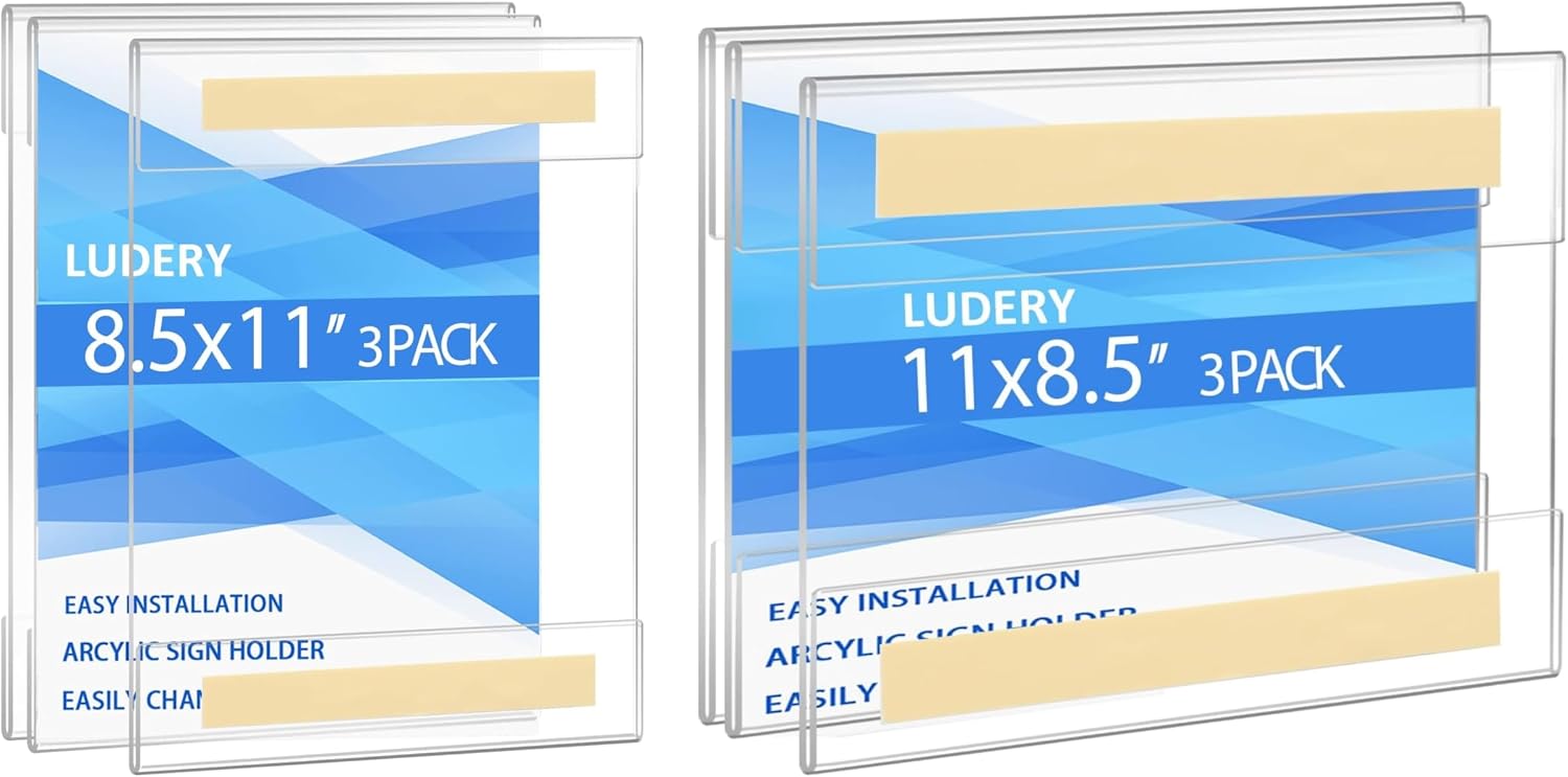 Amazon.com: Ludery Acrylic Sign Holder 8.5 x 11 Vertical and Horizontal ...