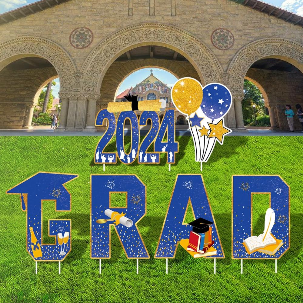 Amazon.com : Graduation Yard Signs Class of 2024 Blue Graduation ...