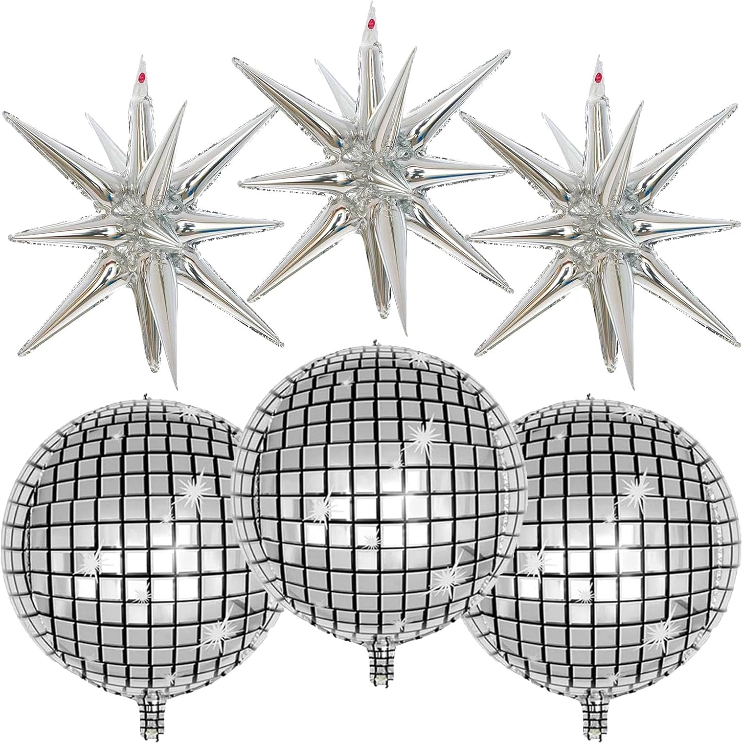 Amazon.com: GOTPASS Disco Ball Ballons Silver Explosion Star Aluminum ...