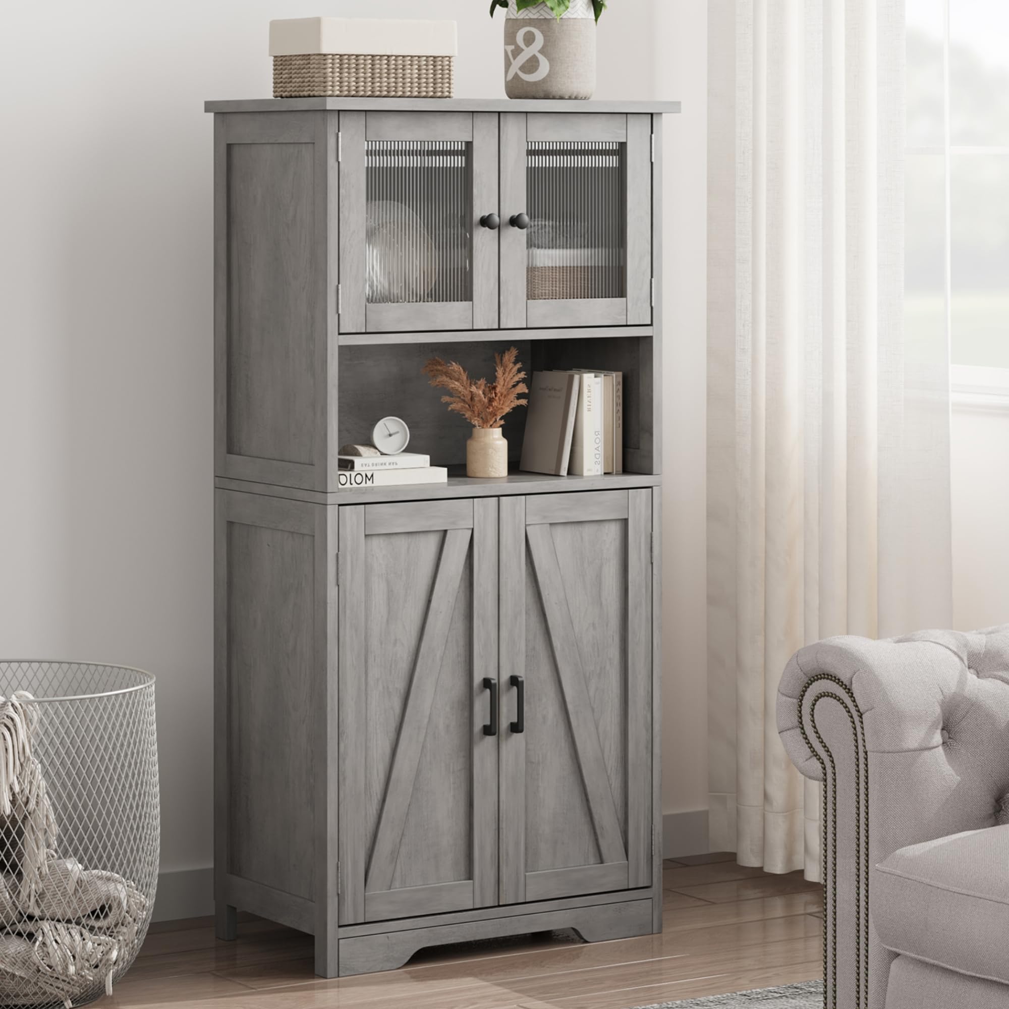 GAOMON Kitchen Pantry Storage Cabinet with Doors and Shelves, 50.4 ...