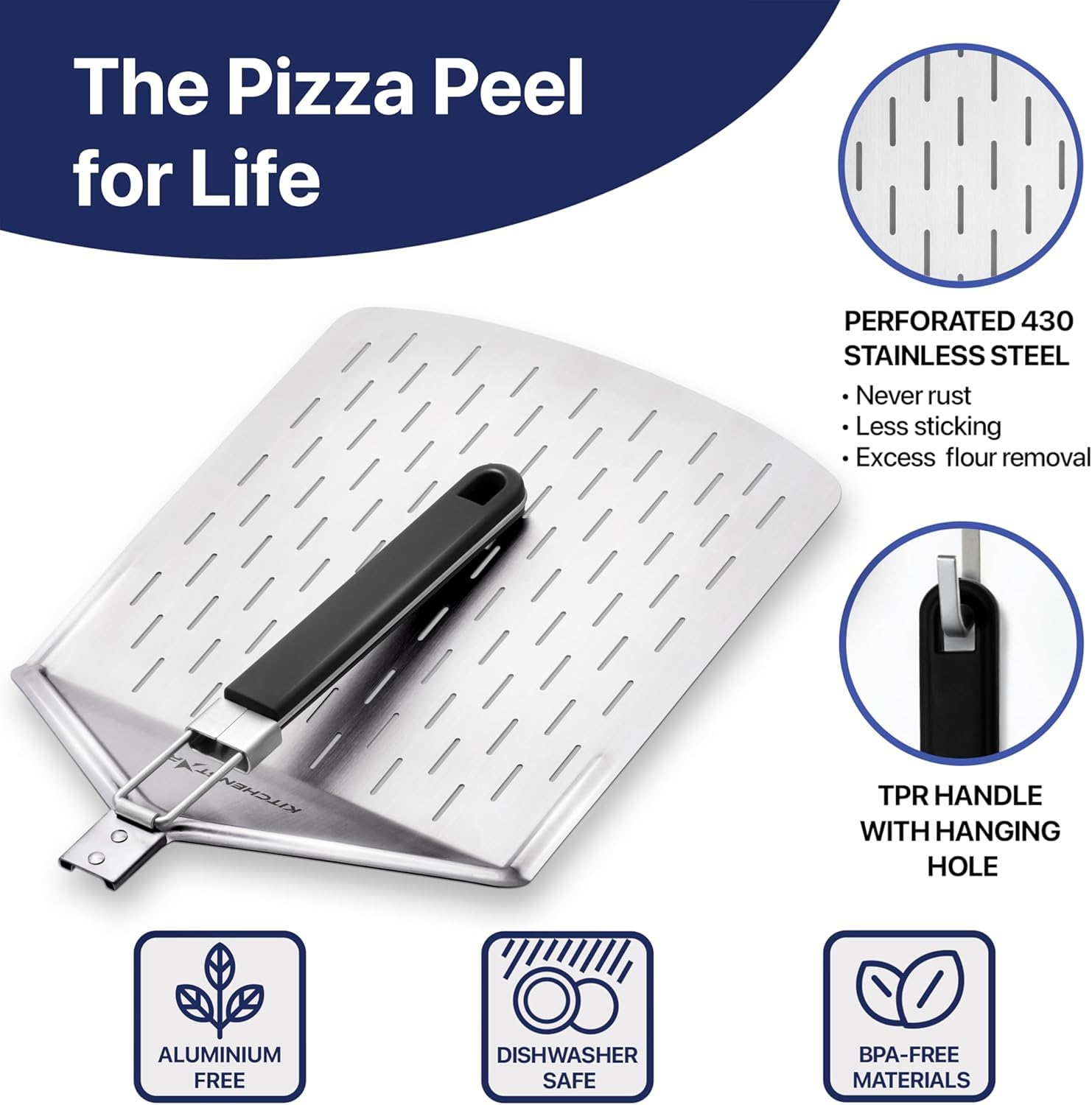 Snapklik.com : KitchenStar Perforated Pizza Peel 12 Inch