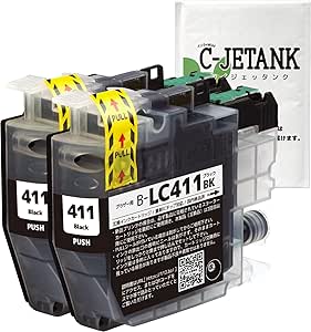 Amazon.co.jp: C-JETANK インクカートリッジ LC411BK ブラザー用 新互換インク 最新ICチップ QR WEB説明書付き 残量表示あり [店舗保証1年パック対応 ...