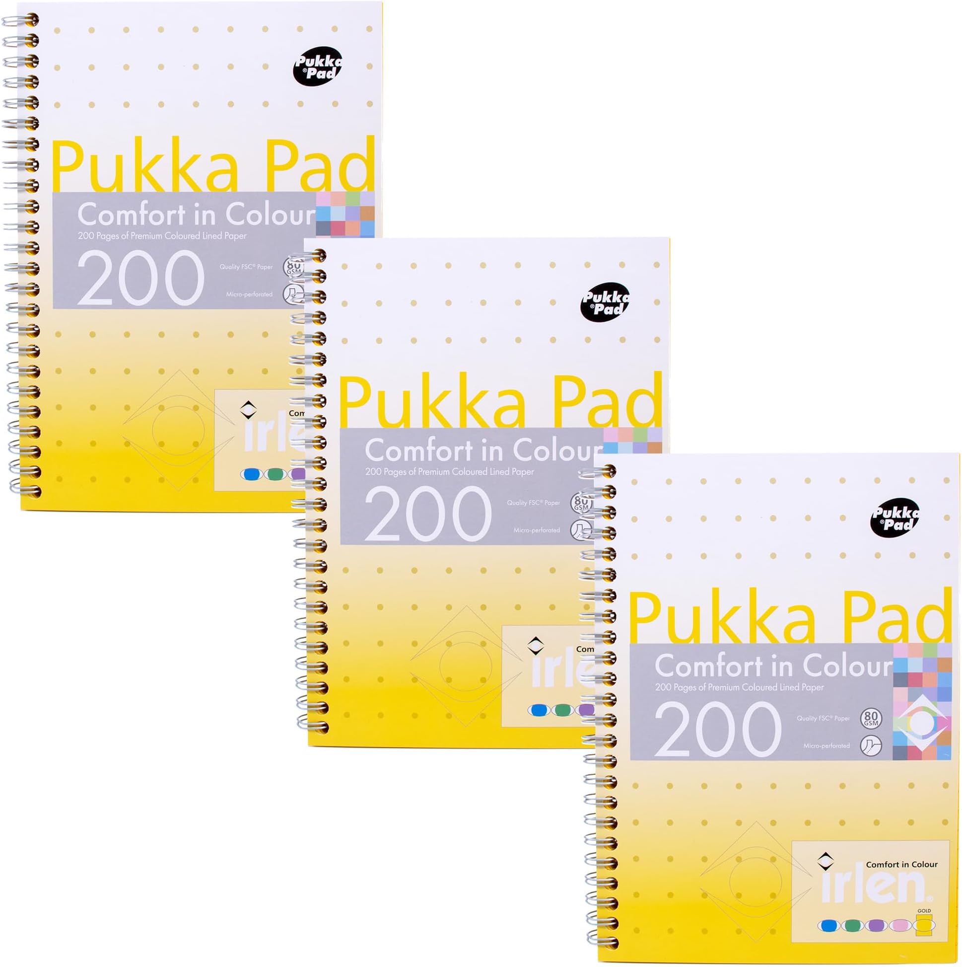 Pukka Pad, Irlen Jotta Pad A5 Notebook 3-Pack – Wire Bound Notepad 200 ...