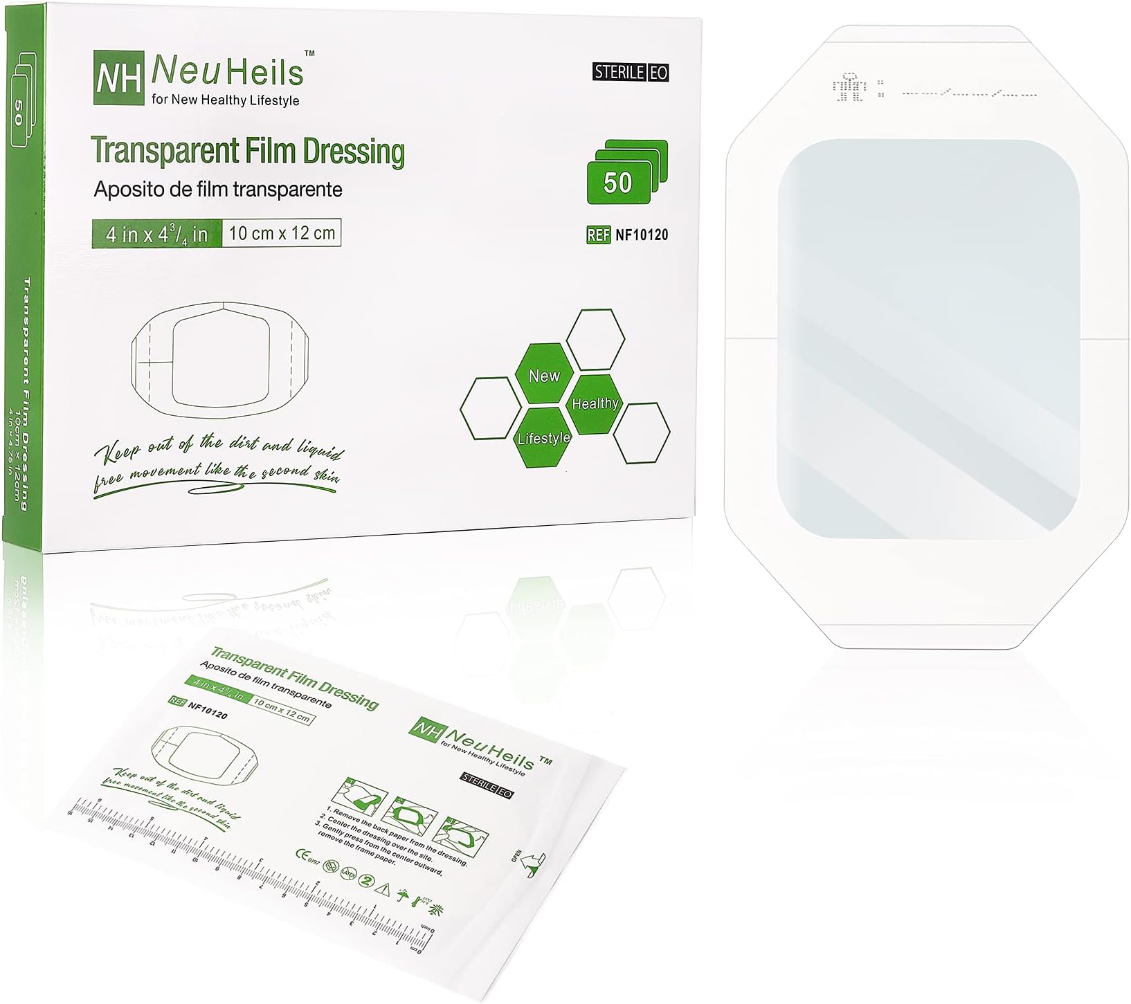 Amazon.com: 3M Tegaderm Transparent Dressing with Label 4" x 4 3/4" (10 ...