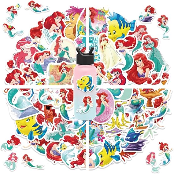 Amazon.com: 50Pcs Mixed Cartoon The Little Mermaid Stickers Gifts for ...