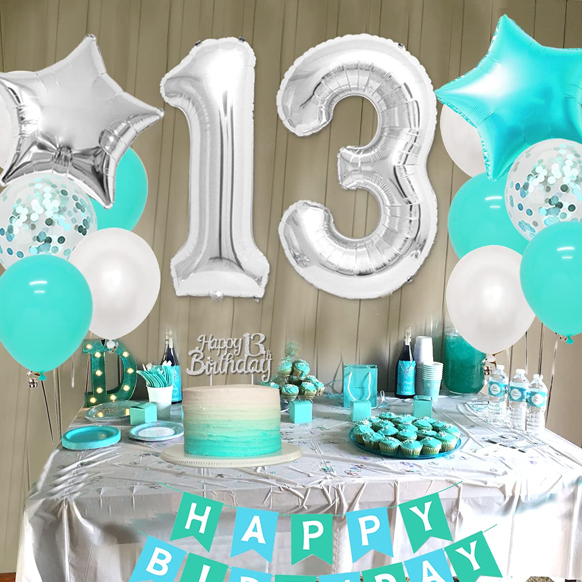 Jollyboom 13th Birthday Party Decorations Teal for Girls with Teenager ...