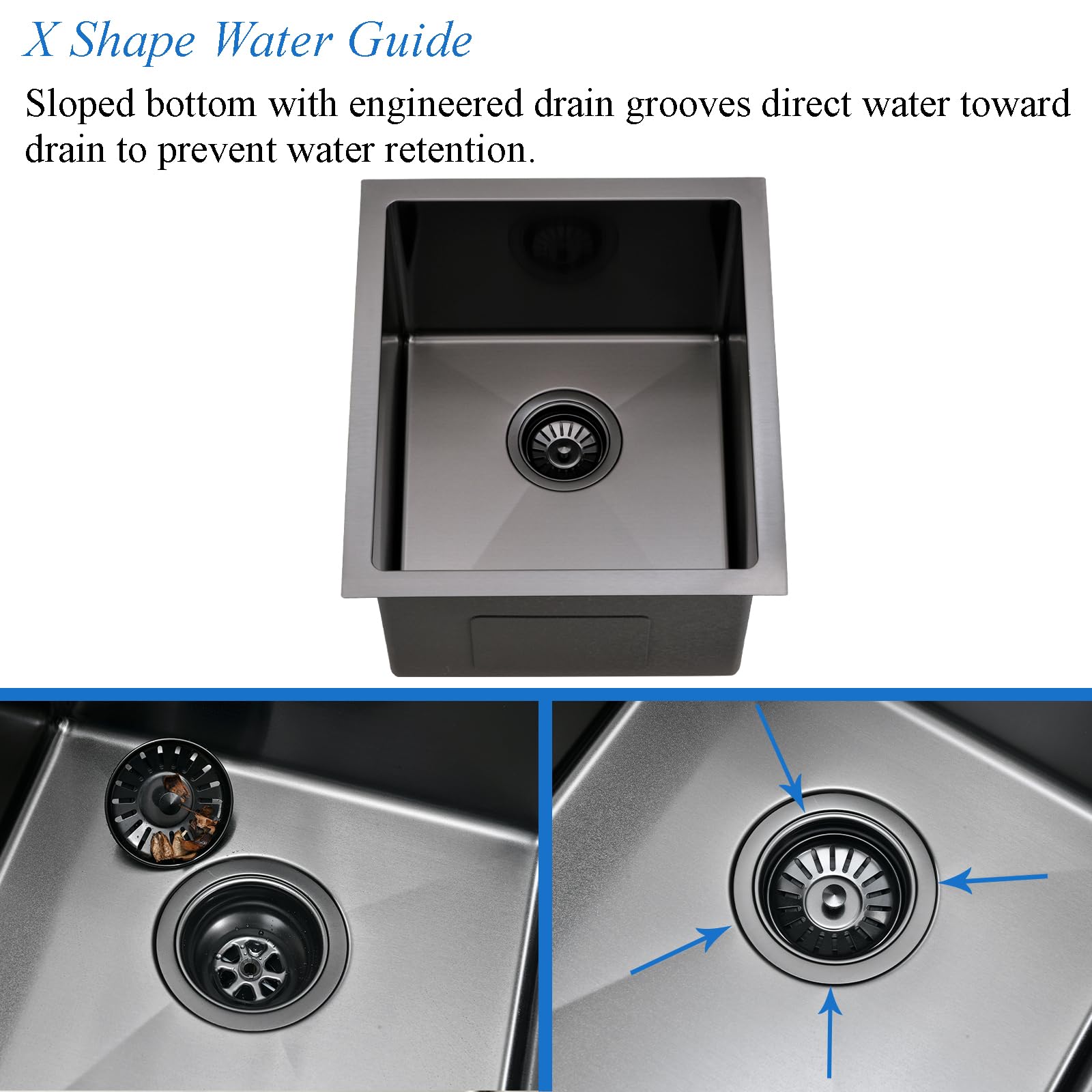 Snapklik.com : Black Undermount Bar Sink-Bokaiya 15x17 Inch Small Bar ...
