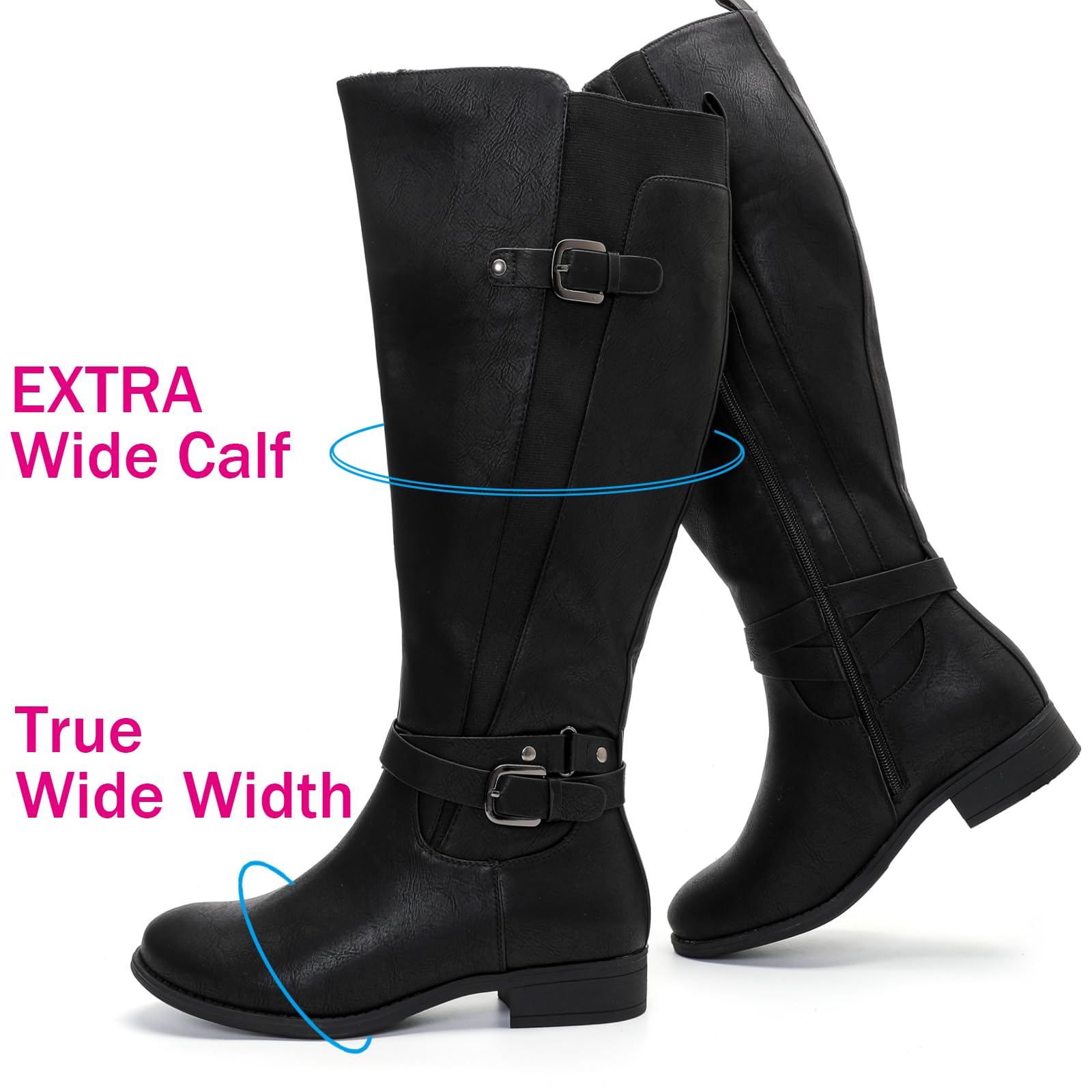 Luoika Women's Extra Wide Calf Knee High Boots, Wide Width Winter Tall ...