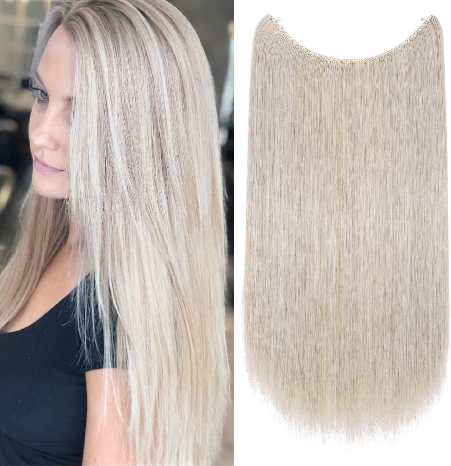 Hairro Invisible Wire Hair Extensions Halo Hair Extension Hidden ...
