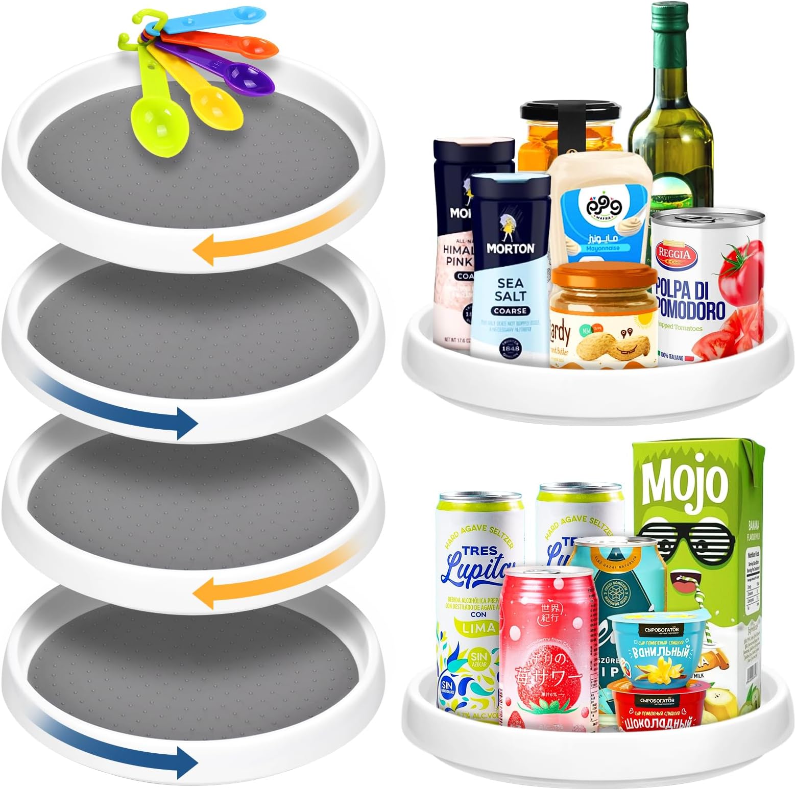 TEGOVE Plateau Tournant Epices,Lot de 4 Lazy Susan Plateau Tournant ...