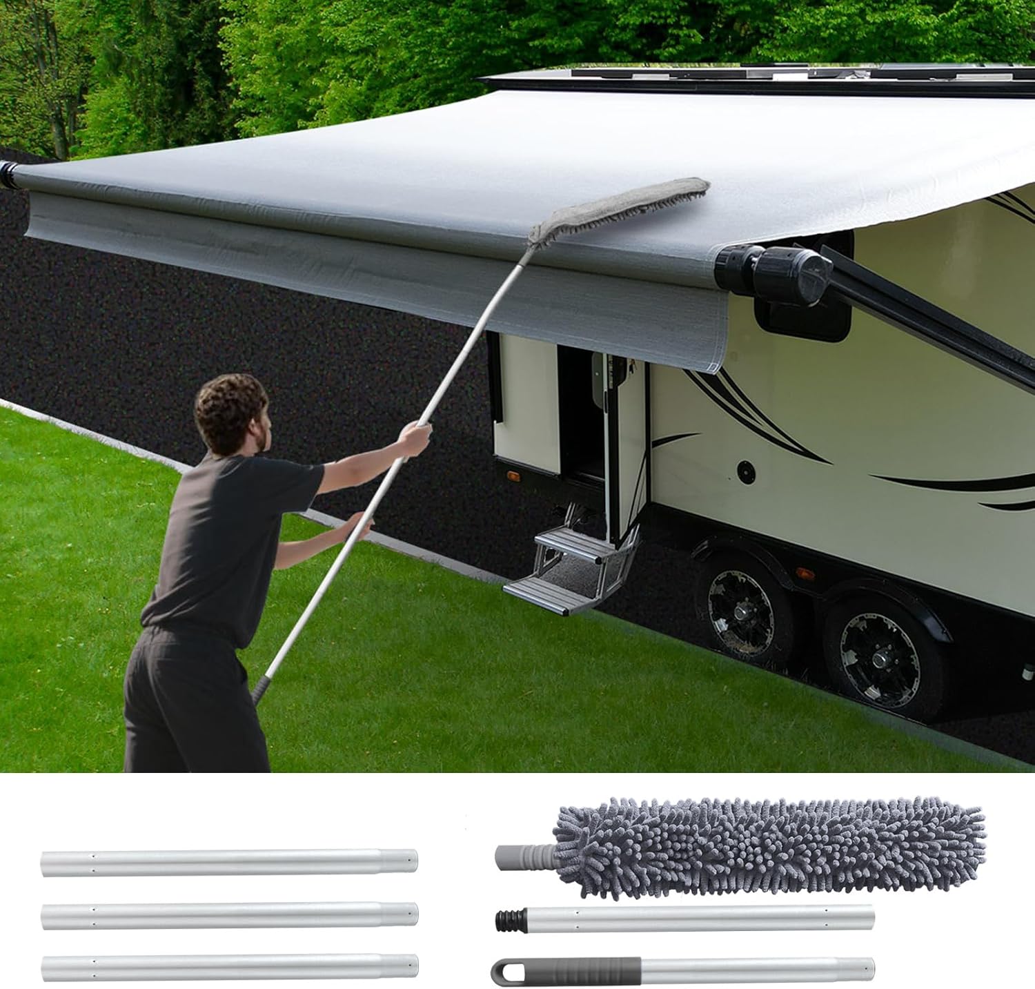 RV Awning Mop, 79 inch Telescopic Awning Cleaner, Bendable Hyper ...