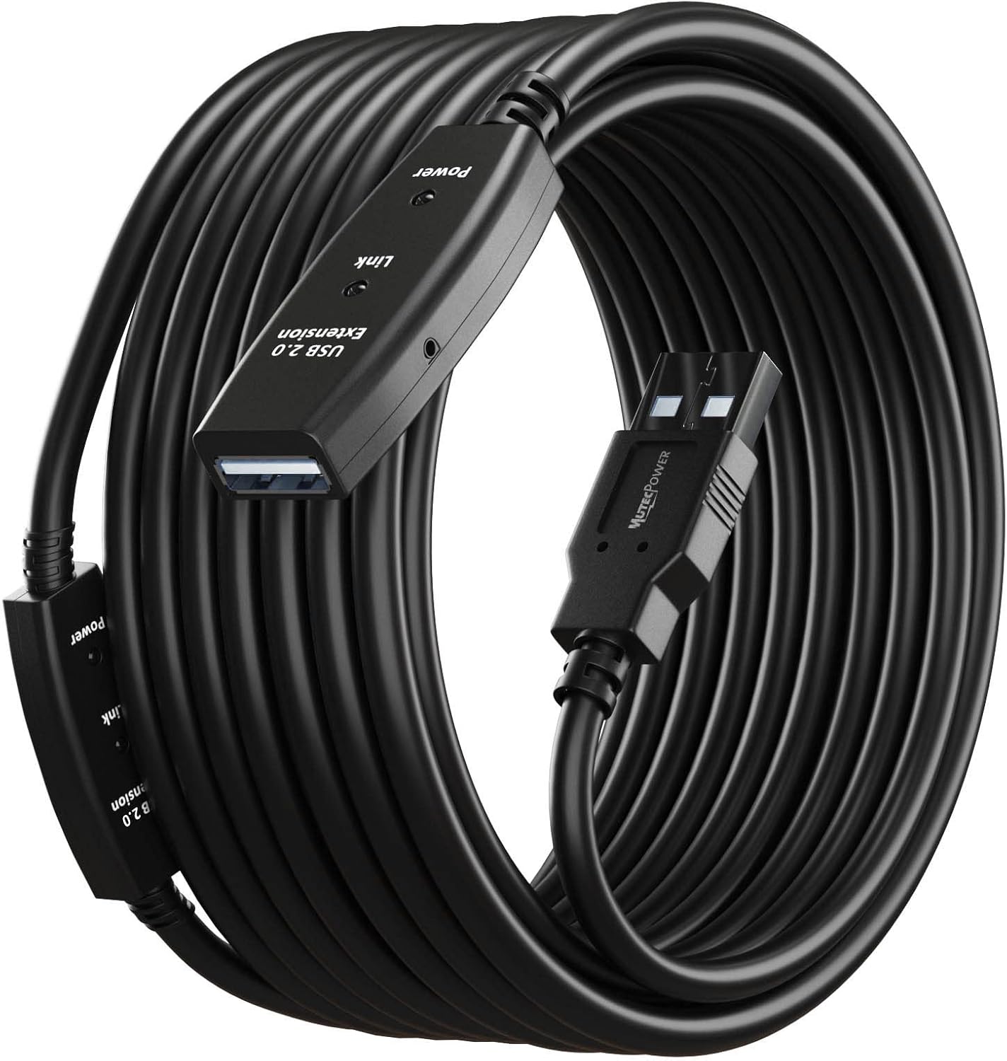 MutecPower 50 Feet Active USB Extension Cable 2.0 Male to Female with 2 ...