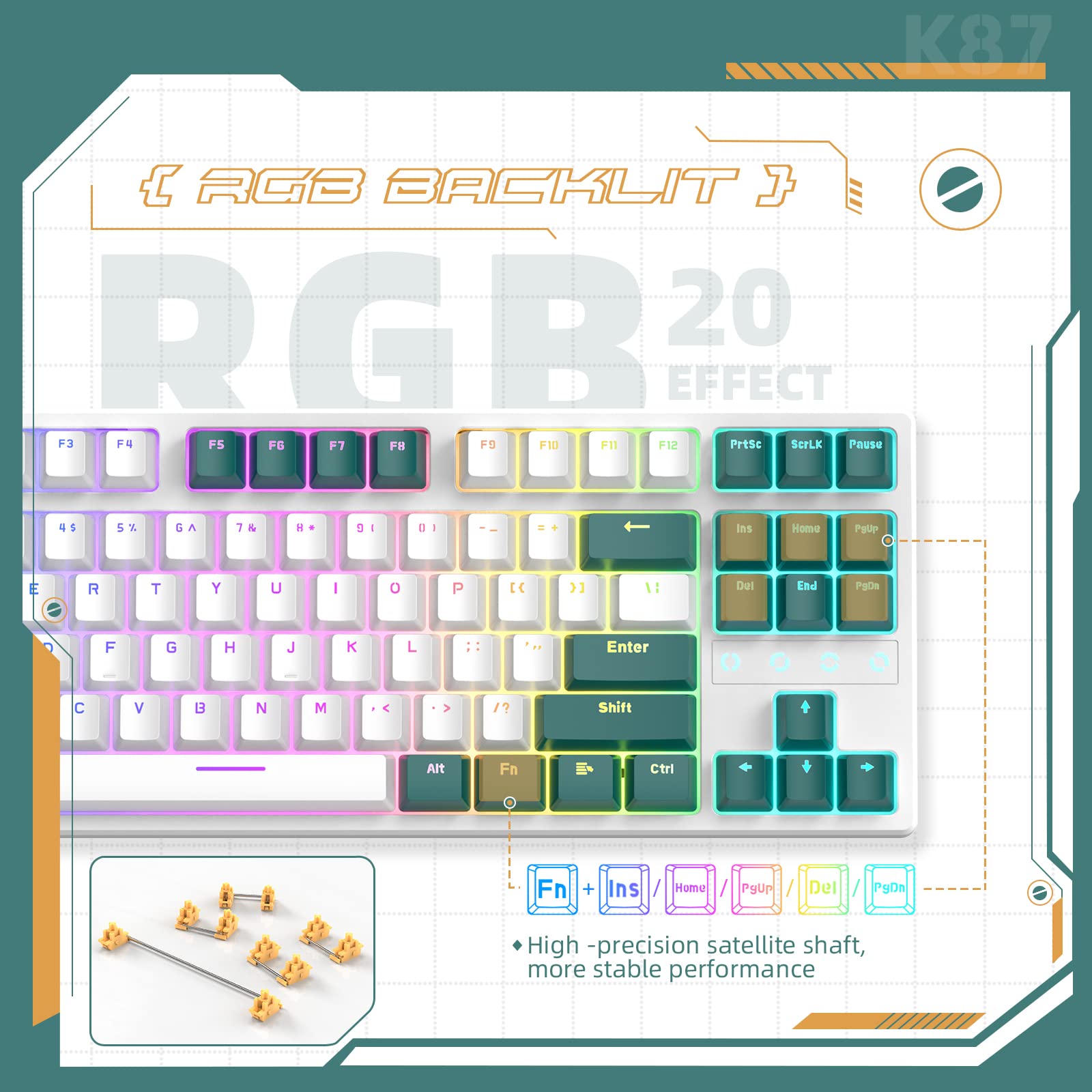 Snapklik.com : K87 Wireless Gaming Mechanical Keyboard TKL 87 Keys ...
