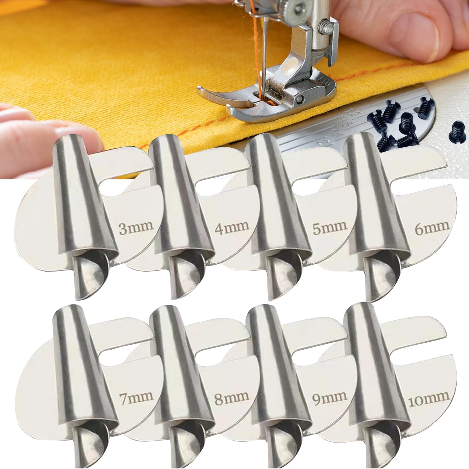 Amazon.com: HaiolorPro Sewing Rolled Hemmer Foot Set [3-6mm] Sewing ...