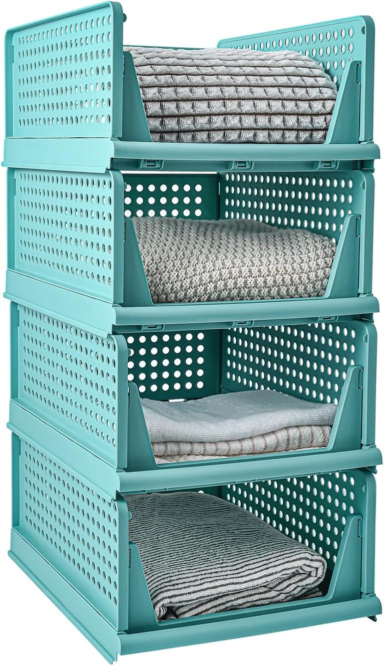 JEYANG Plastic Clothes Organizer For Wardrobe - Foldable And Stackable ...