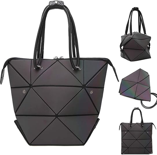 Woman Handbag Luminous Handbag Lattice Design Geometric Bag Top Handle ...