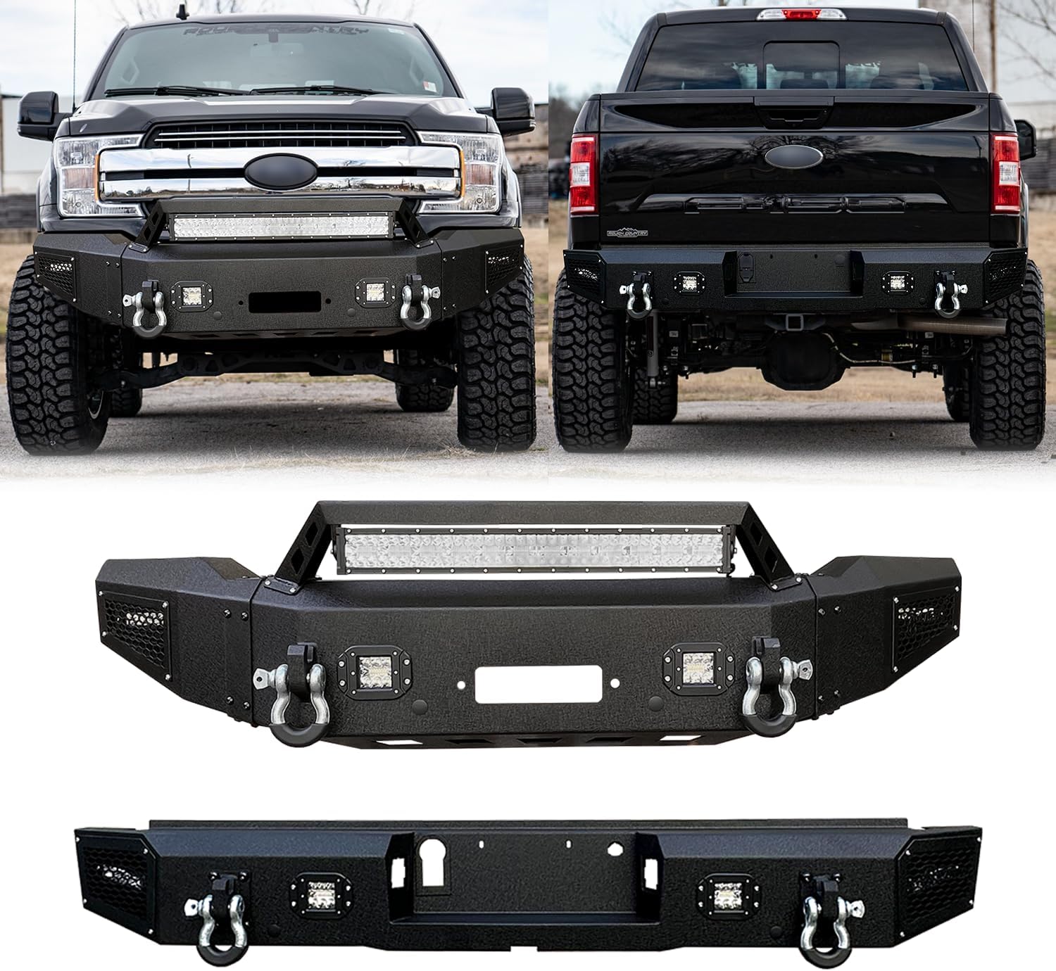Amazon.com: YZONA Pickup Truck Front & Rear Bumpers Compatible with ...