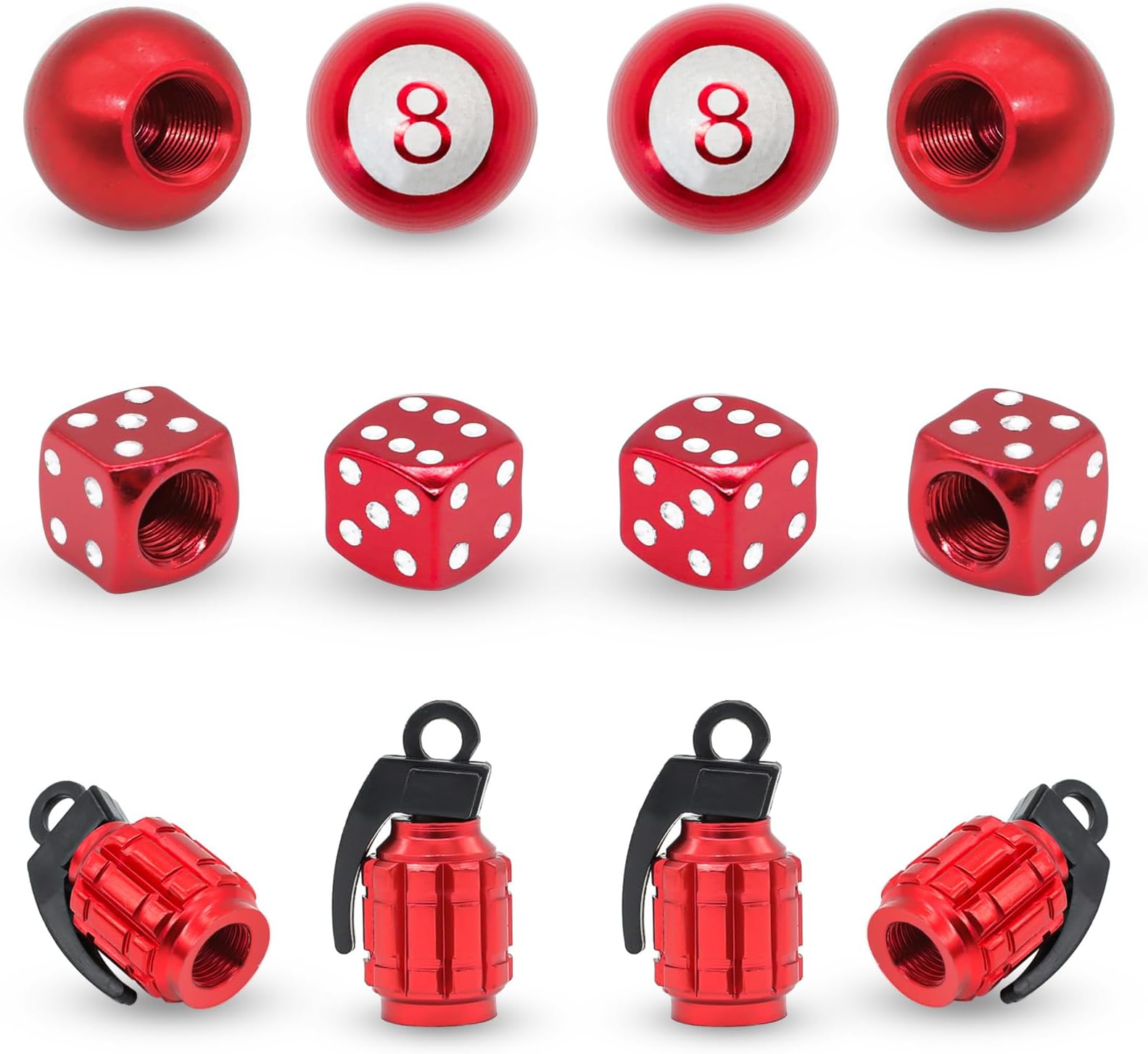 Amazon.com: HERIS 4pcs Dice Style Tire Valve Stem Caps for Car Moto ...