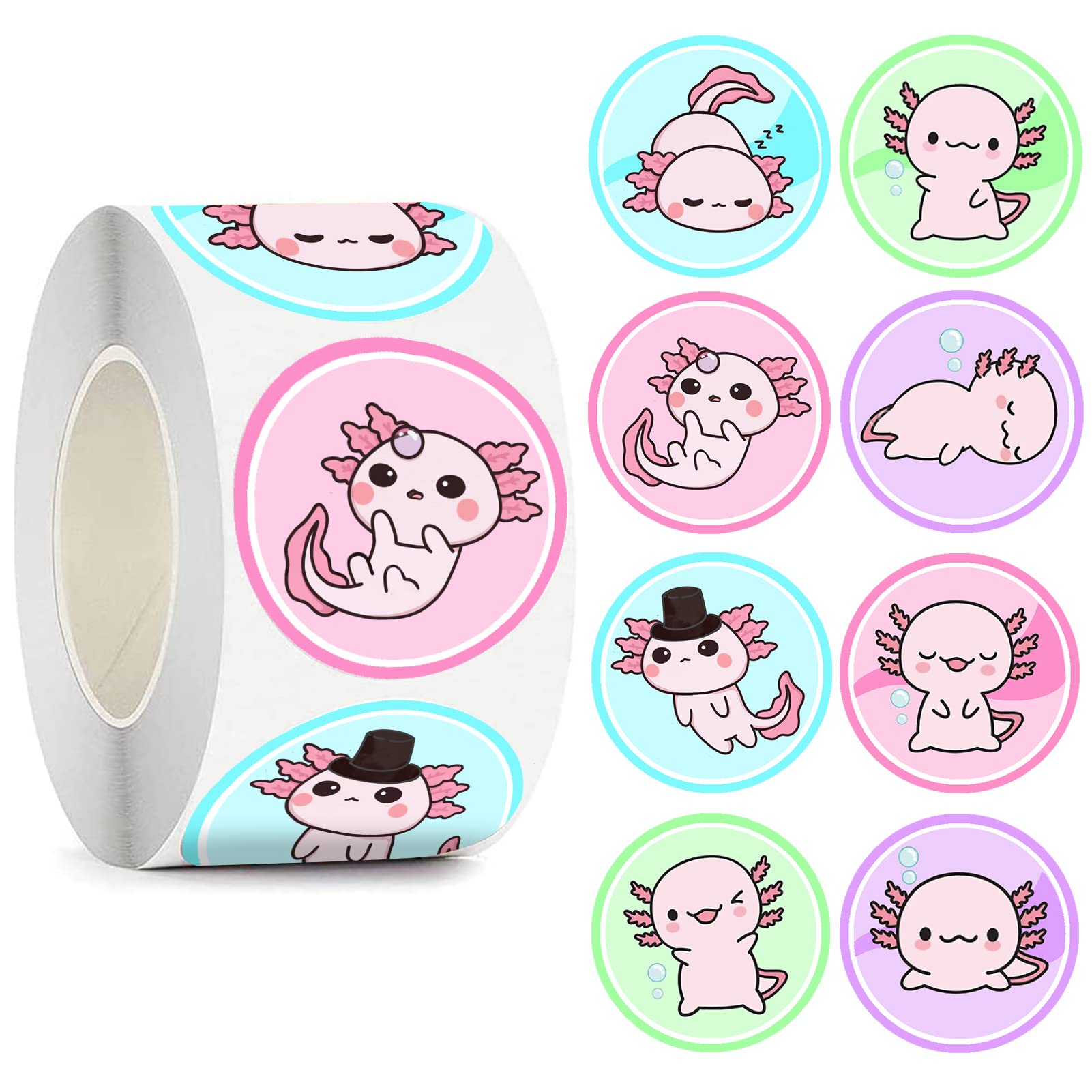 Buy Cute Axolotl Lable Stickers Roll, 500 Pieces 1.5 inch Axolotl Label ...