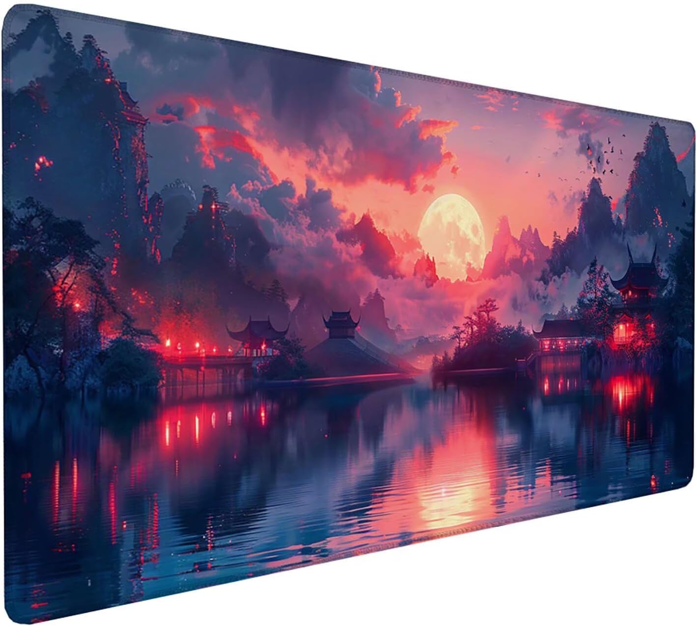 Rosa Mauspad XXL 700x300x3mm, Schreibtischunterlage Mond, Groß Gaming ...