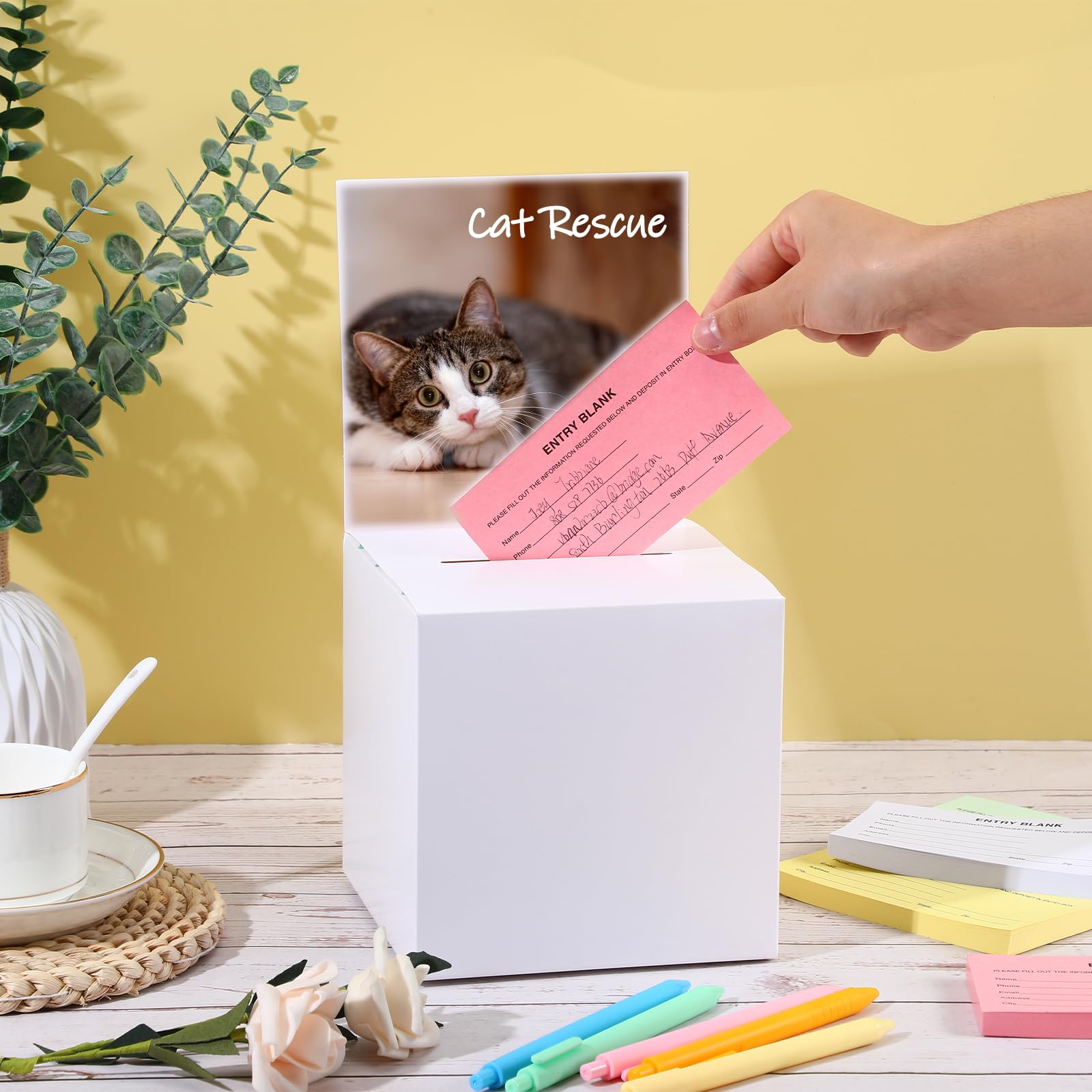 Kosiz 20 Pcs Raffle Boxes and 2000 Pcs Box Entry Forms Ballot Blank ...