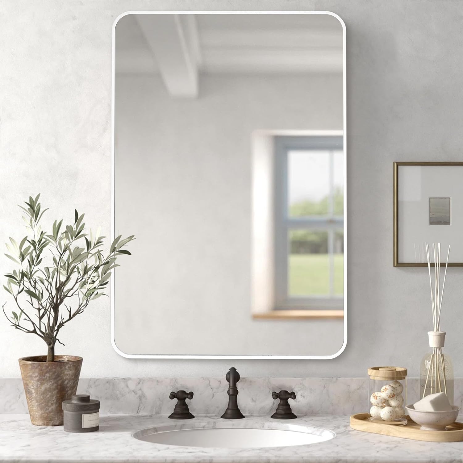 Amazon.com: CULER White Bathroom Wall Mirror,20 x 30 Inch Rectangle ...