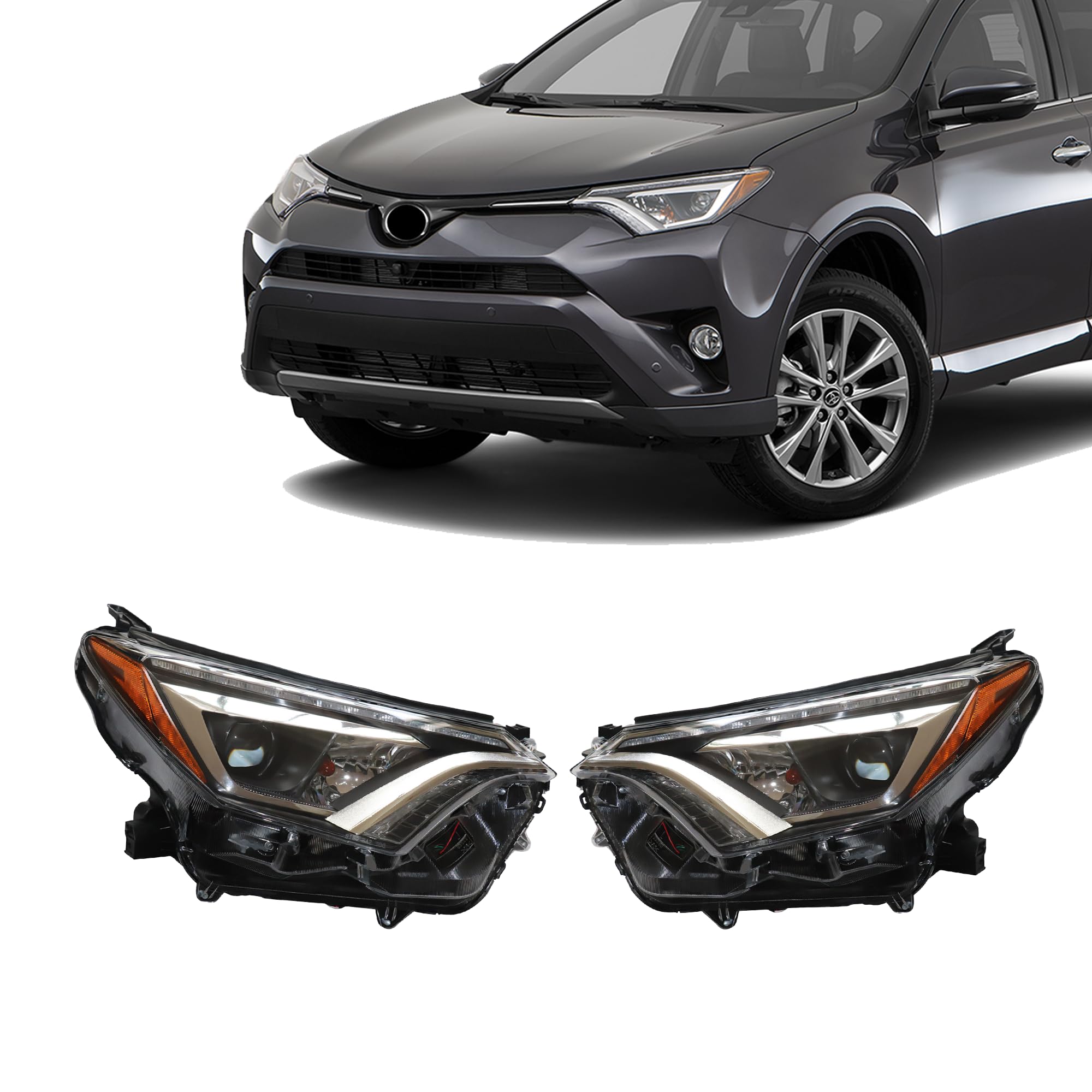 Amazon.com: UnayKolb Pair Halogen Headlight Left & Right Headlamp Black ...