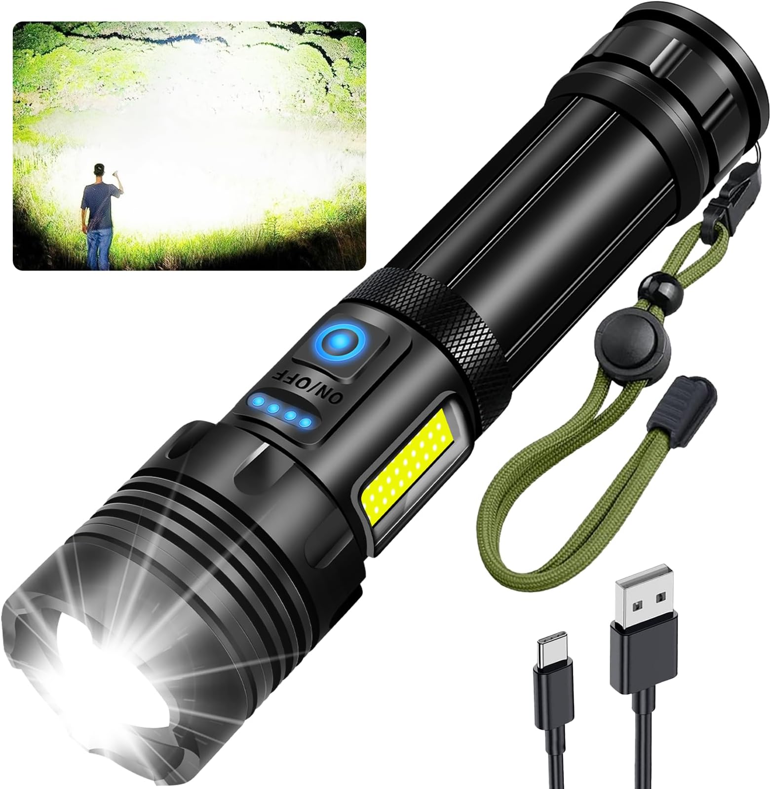 Rechargeable Flashlight 500000 High Lumens, Powerful Led Tactical ...
