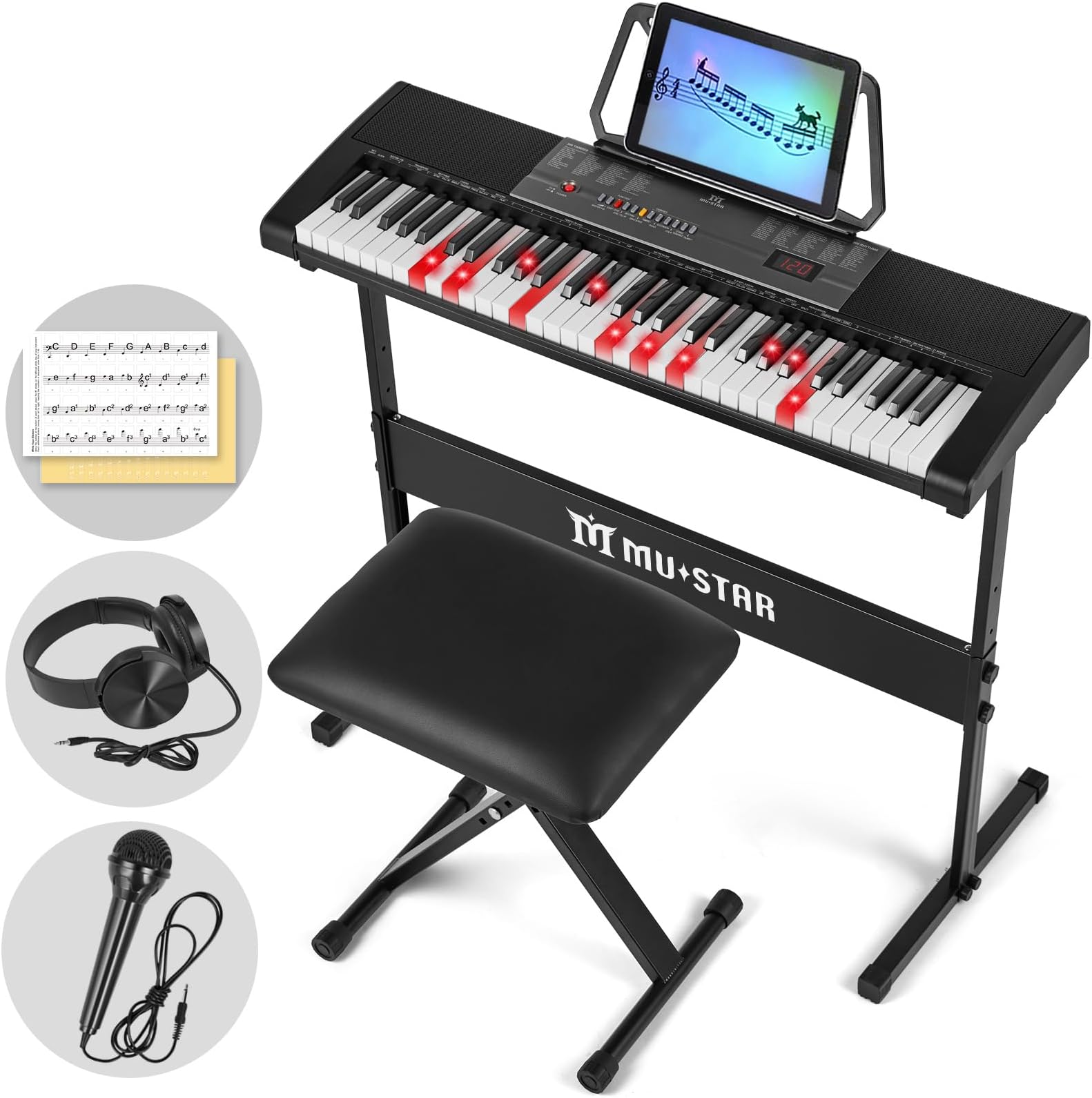 Vangoa Electric Piano Keyboard 61 Lighted Mini Key Music Keyboard for ...