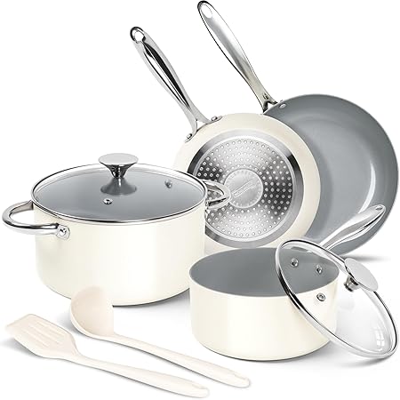 Amazon.com: MICHELANGELO Pots and Pans Set Non Stick - Titanium ...