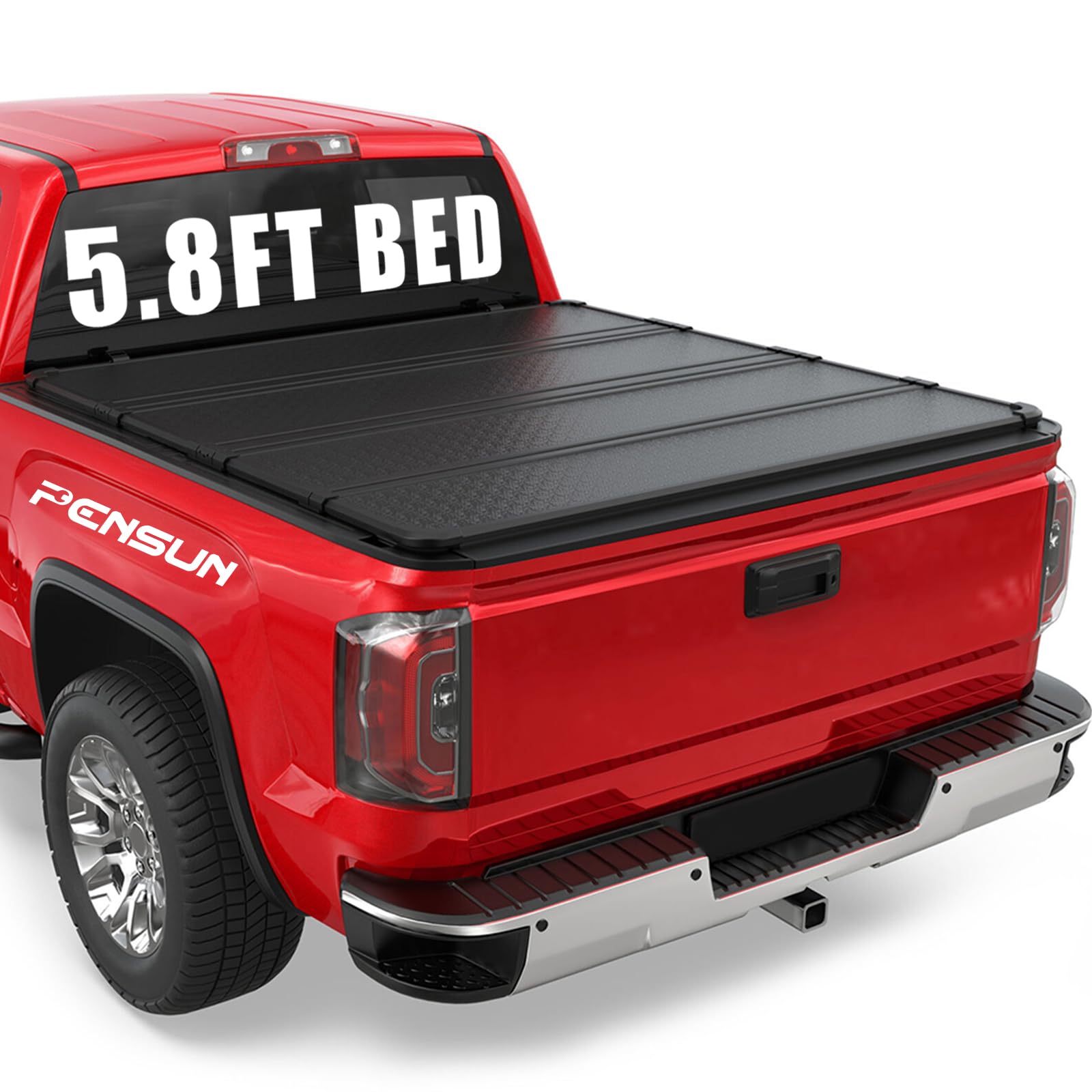 Amazon.com: PENSUN 4-Fold Hard Bed Tonneau Cover Fit for 2019-2024 ...