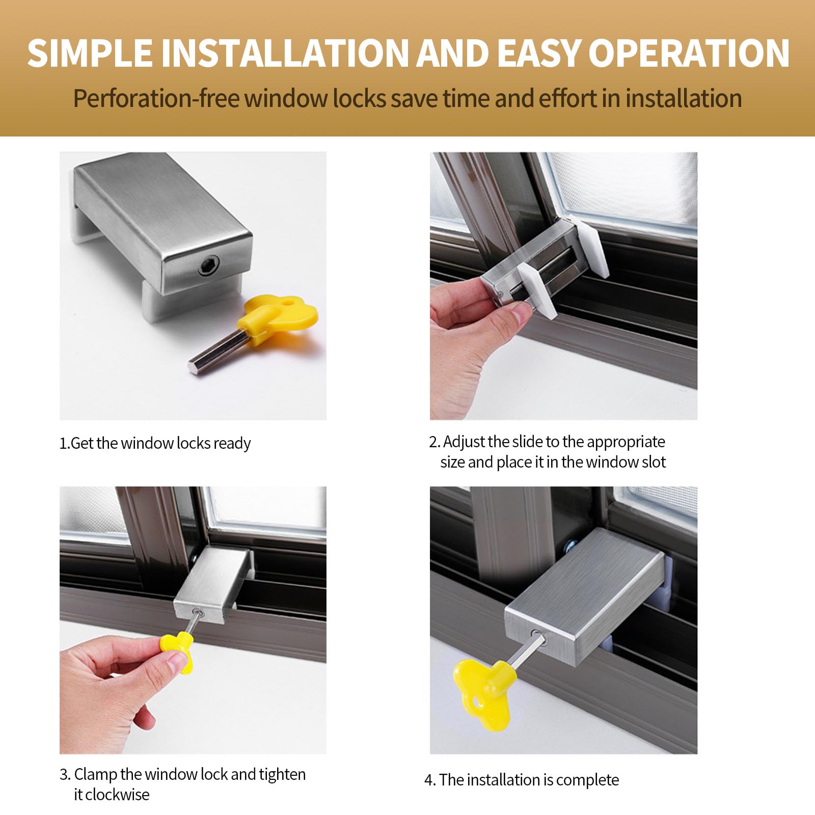 Snapklik.com : 4 Pack Safety Lock Sliding Door Lock, Safety Slide ...