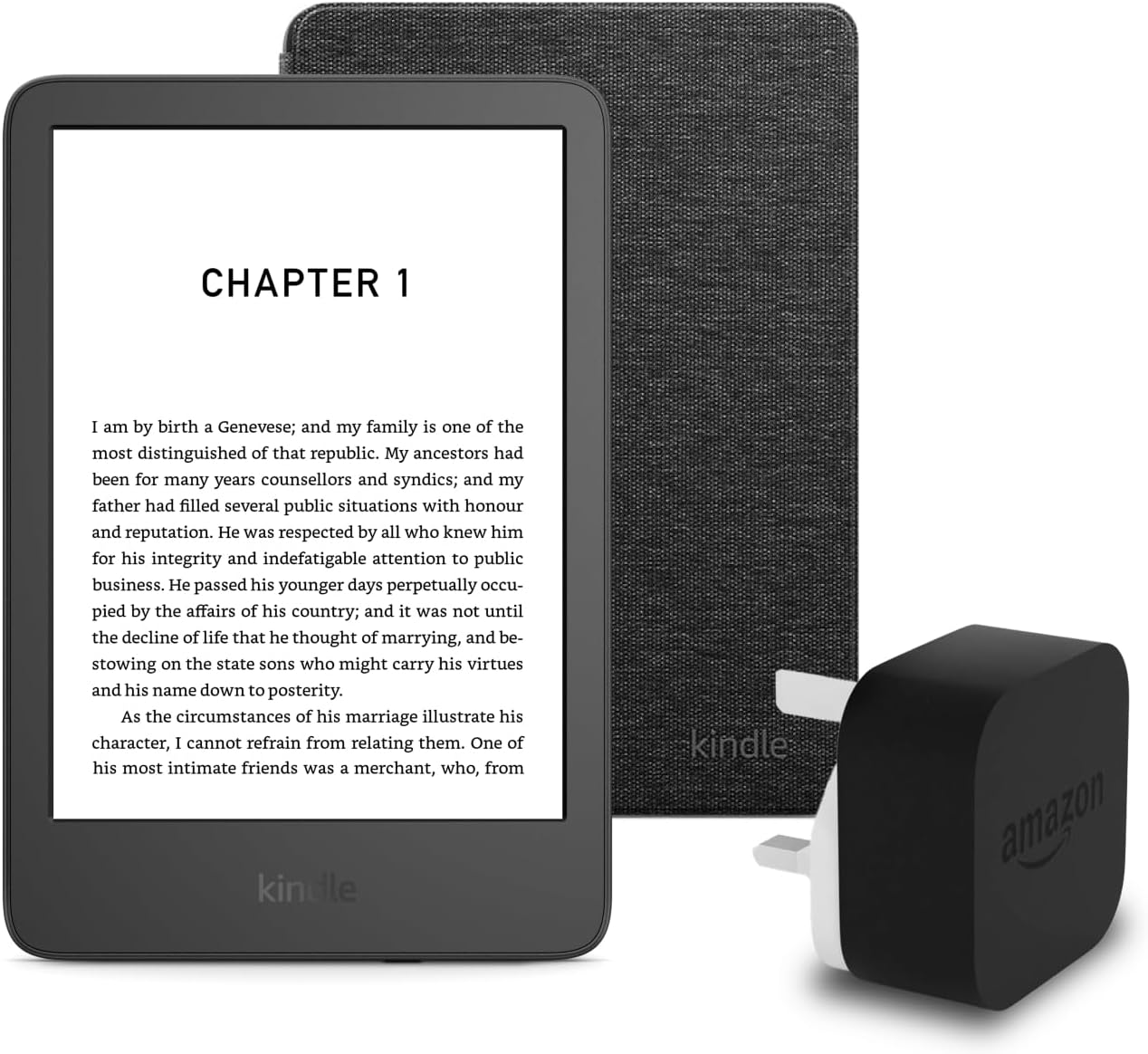 Kindle (2024 Release) 16 GB without ads, an Amazon Fabric Cover and an ...