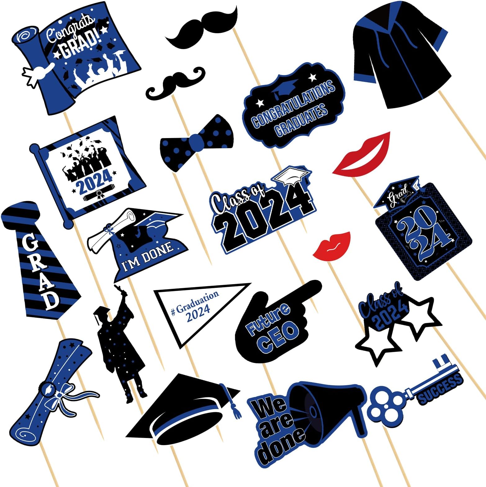 Amazon.com: INNORU 2024 Graduation Photo Booth Props, Class of 2024 ...