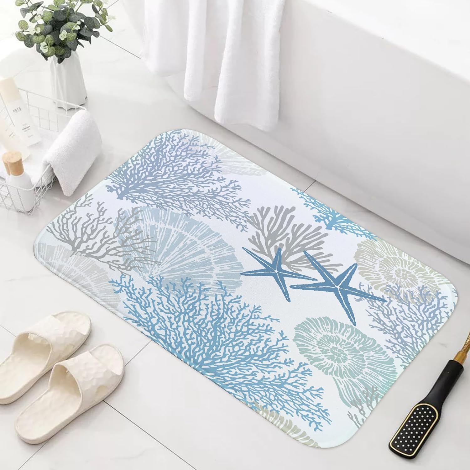 Amazon.com: Sanzugh Nautical Coastal Beach Bath Mat Rug for Bathroom ...